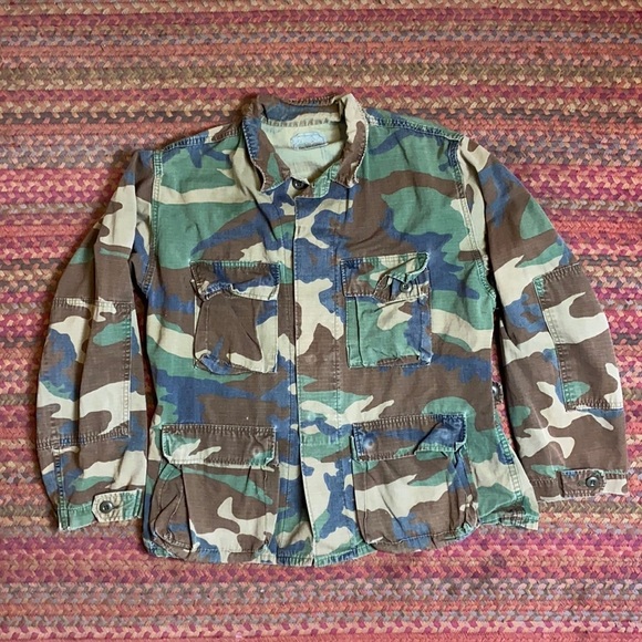 Jackets & Coats | Authentic Us Army Camo Military Jacket Button Up ...